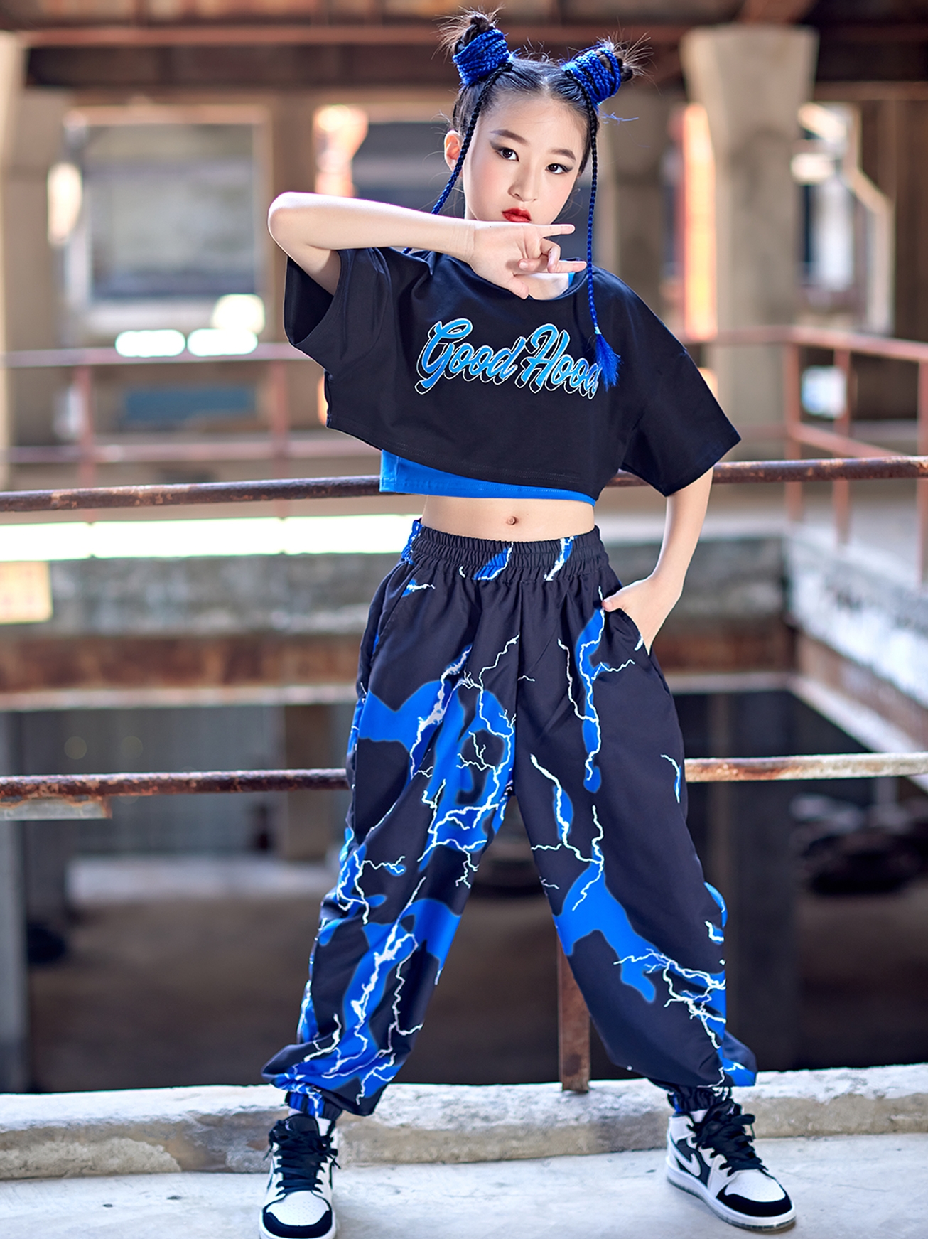 Blue Hip Hop Dance Costumes